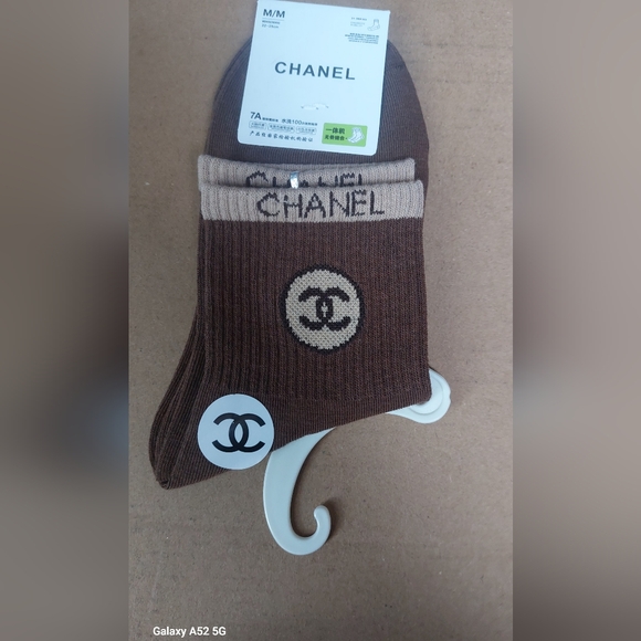 Accessories | Womens Chanel Chocolate Beige Ankle Socks Womens 71 ...